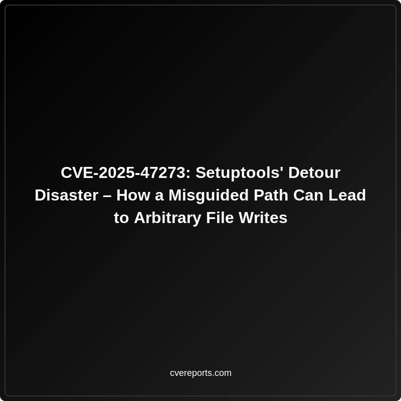 CVE-2025-47273: Path Traversal Vulnerability in Python setuptools