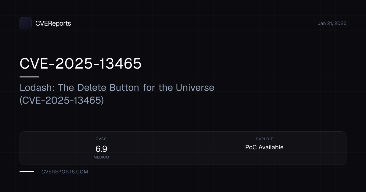 CVE-2025-13465: Lodash: The Delete Button for the Universe (CVE-2025 ...