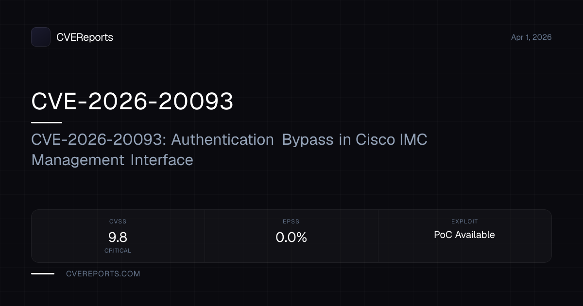 CVE-2026-20093: CVE-2026-20093: Authentication Bypass in Cisco IMC ...