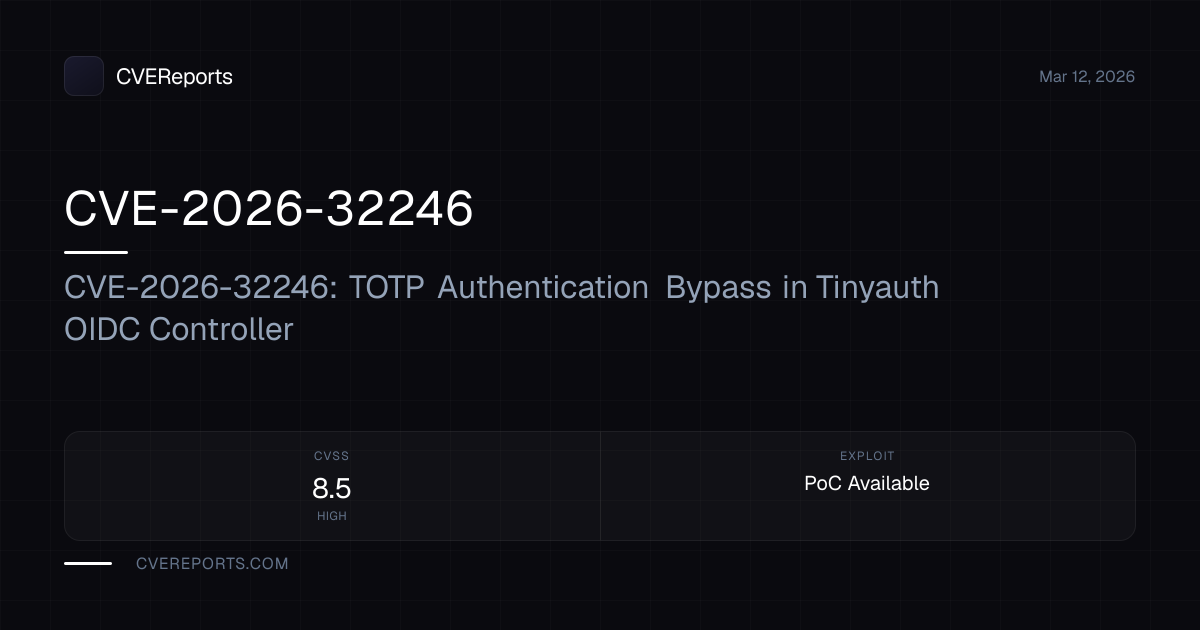 CVE-2026-32246: CVE-2026-32246: TOTP Authentication Bypass in Tinyauth ...
