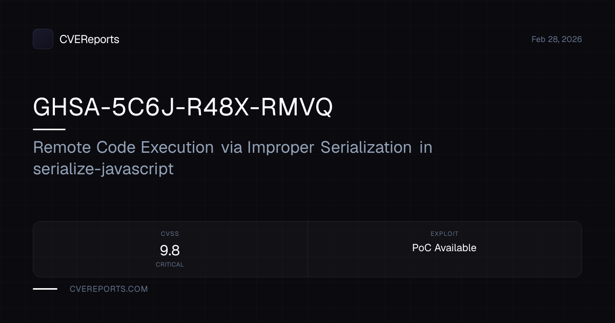 GHSA-5C6J-R48X-RMVQ: Remote Code Execution via Improper Serialization ...